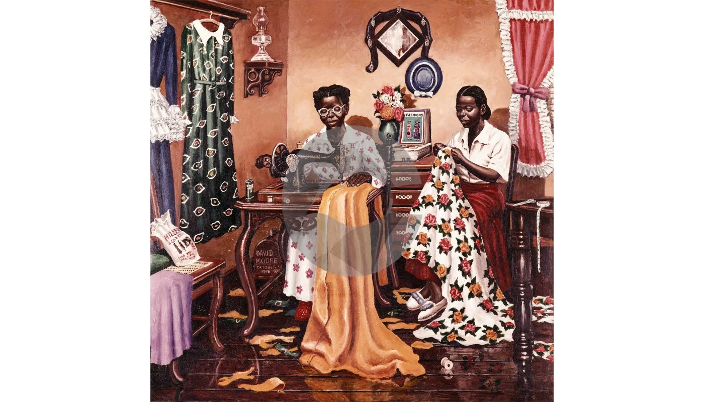 Lady Sewing by David Moore | Our Caribbean Art